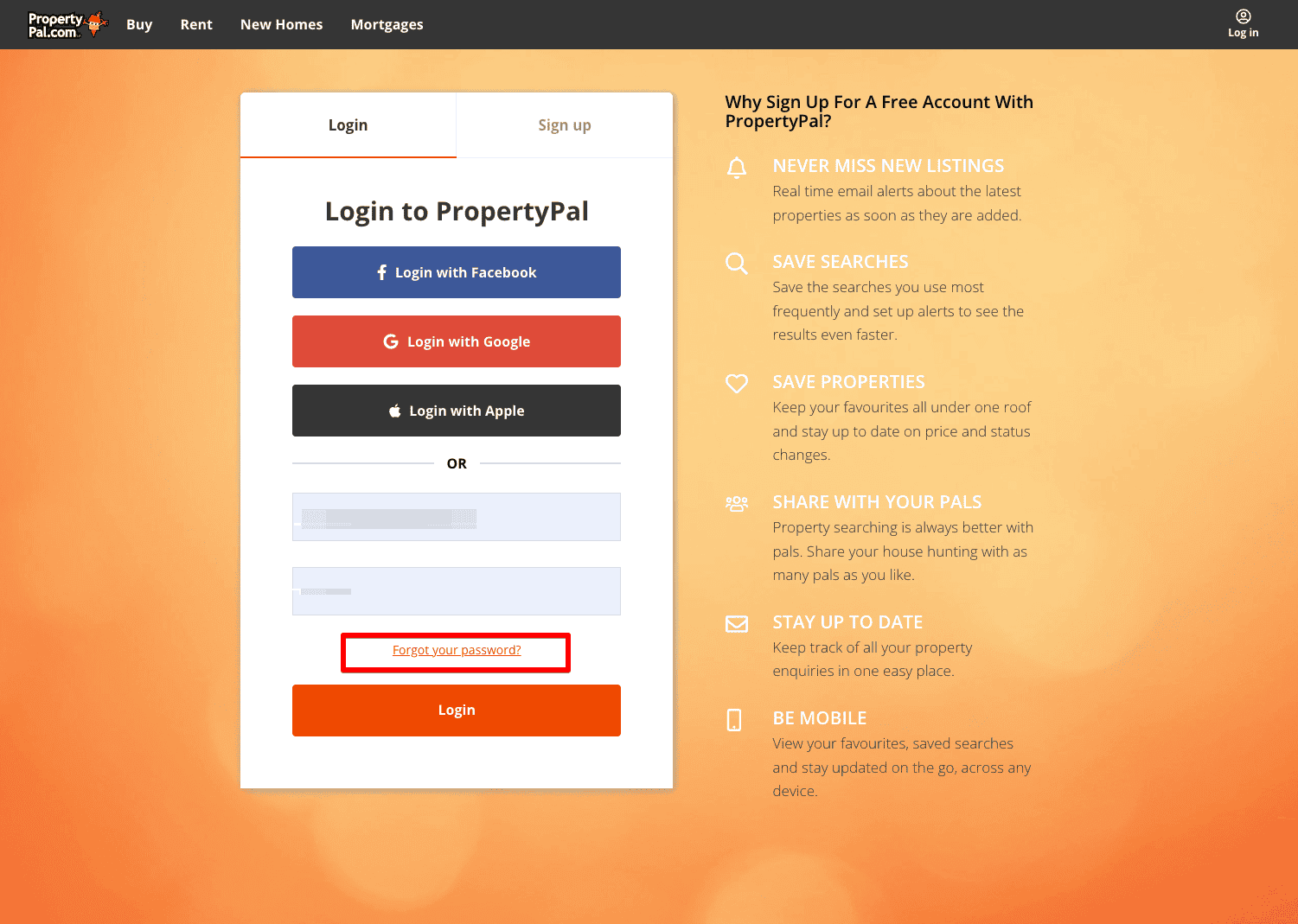 How do I change the password on my User account - PropertyPal
